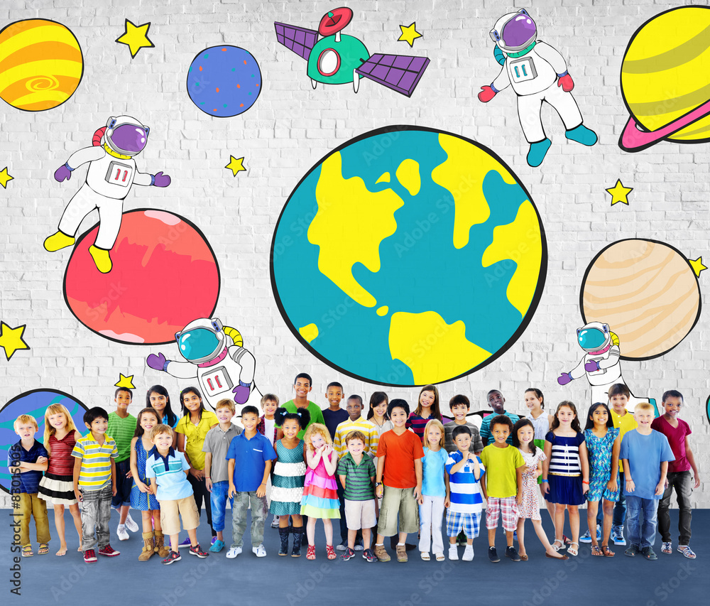 Planets Travel Dream Imagination Playful Space Universe Concept Stock ...