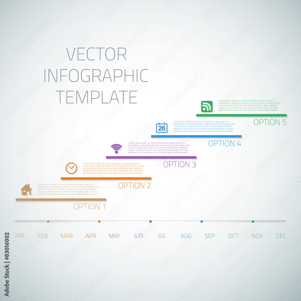 Web Infographic Timeline Template Layout With Vector Icons, coul Stock ...
