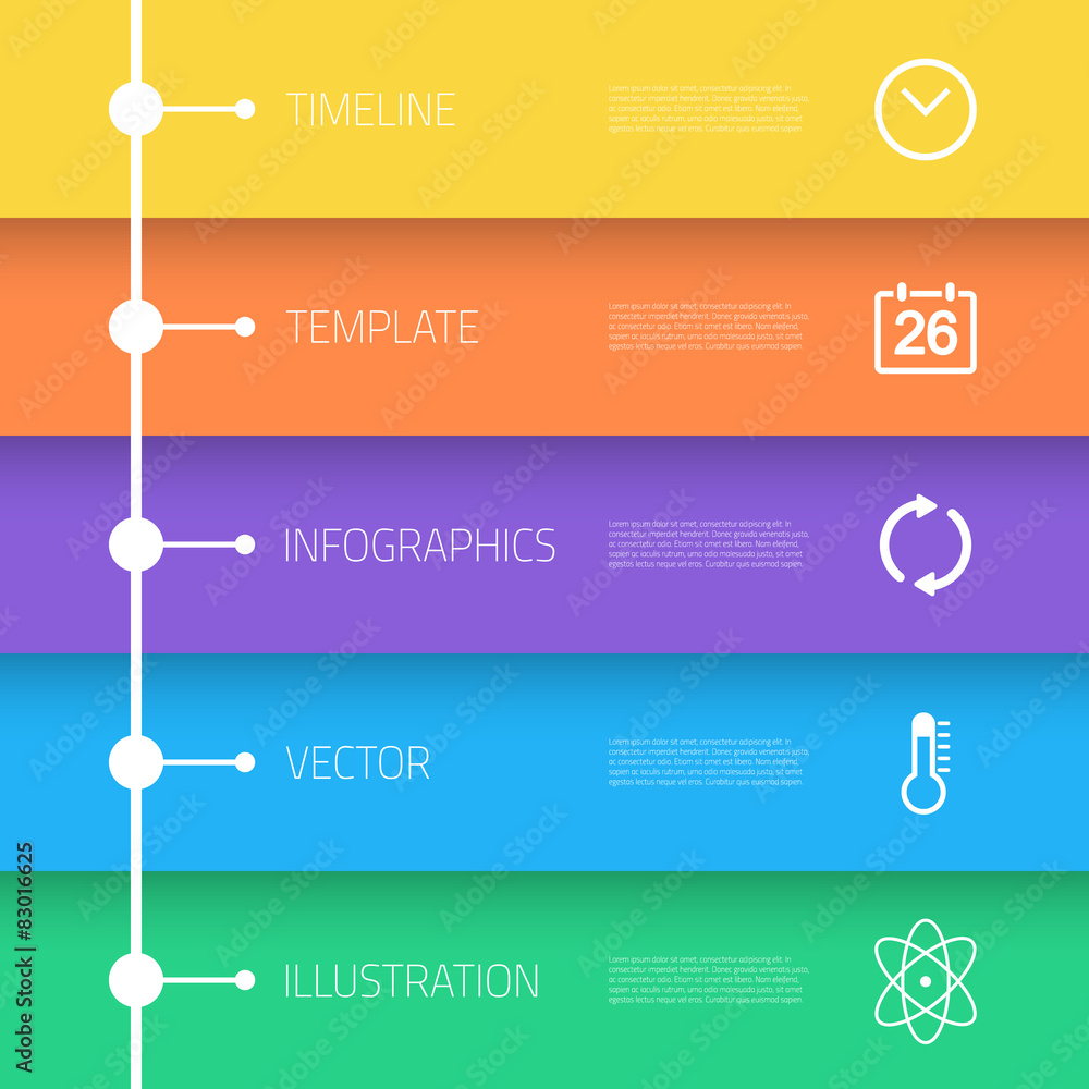 Web Infographic Timeline Template Layout With Vector Icons, coul Stock ...