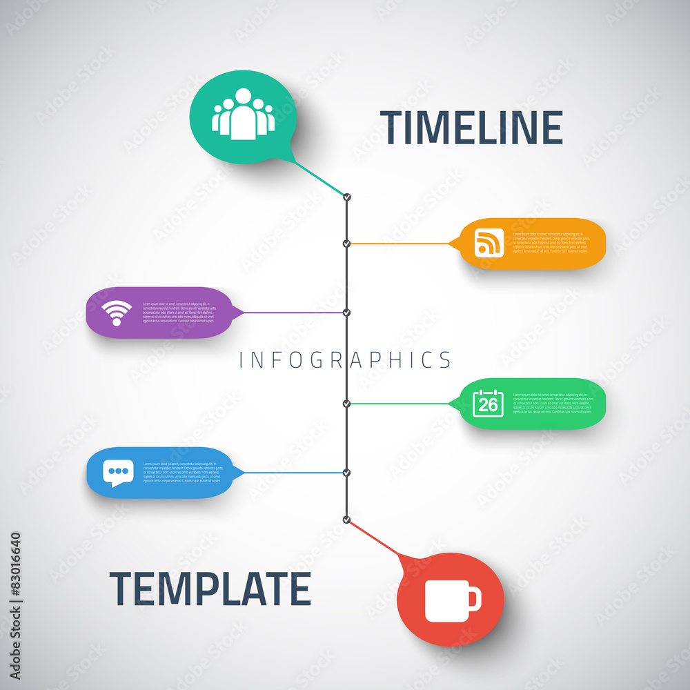 Web Infographic Timeline Template Layout With Vector Icons, coul Stock ...