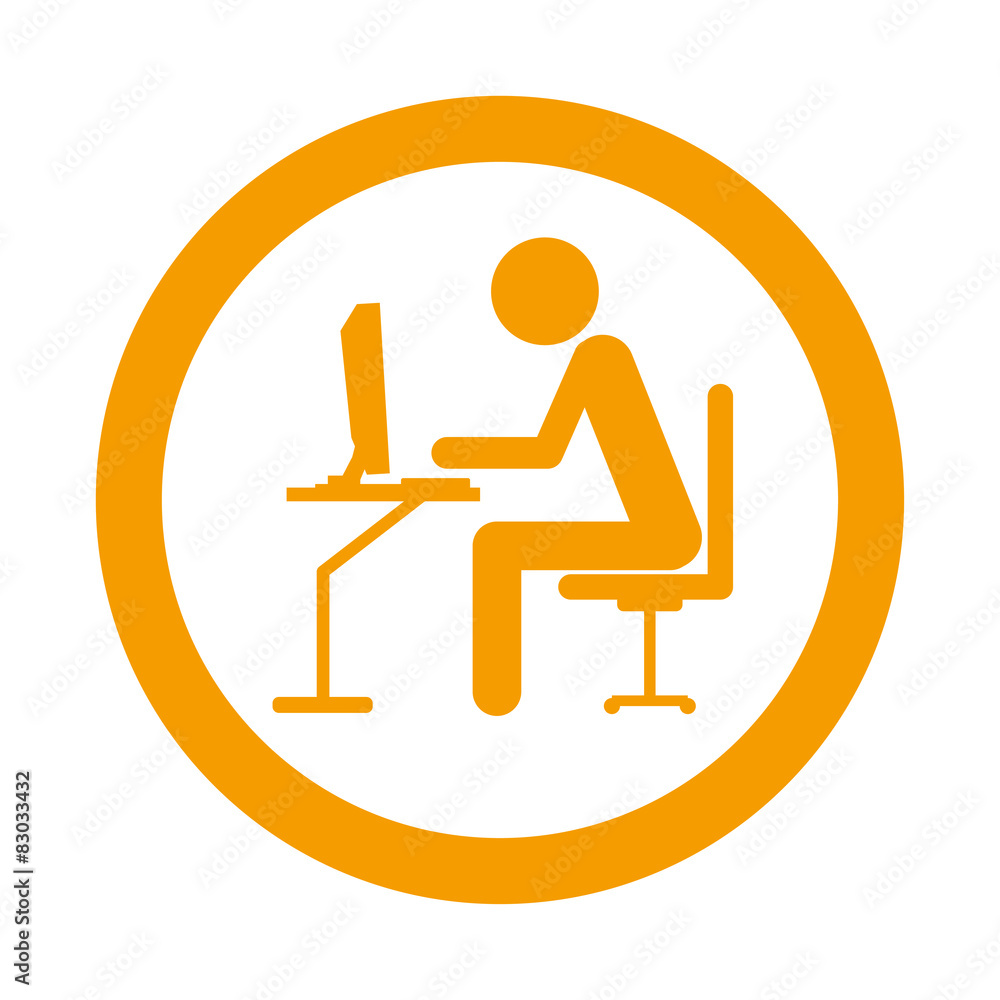 Icono redondo trabajo oficina naranja Stock Illustration | Adobe Stock