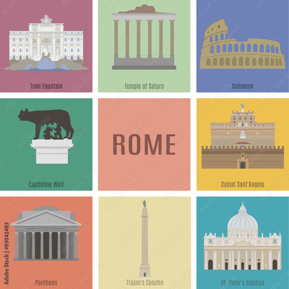 Symbols of Rome Stock Vector | Adobe Stock