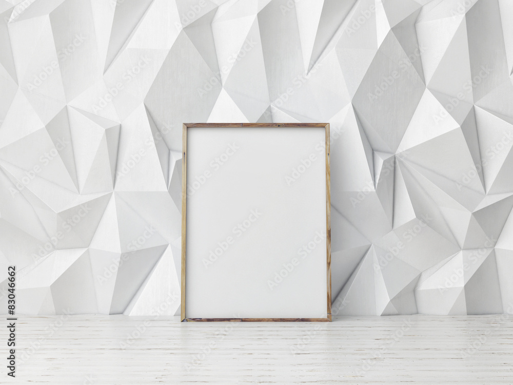 poster mock up, pattern white wall background, 3d illustration Stock ...