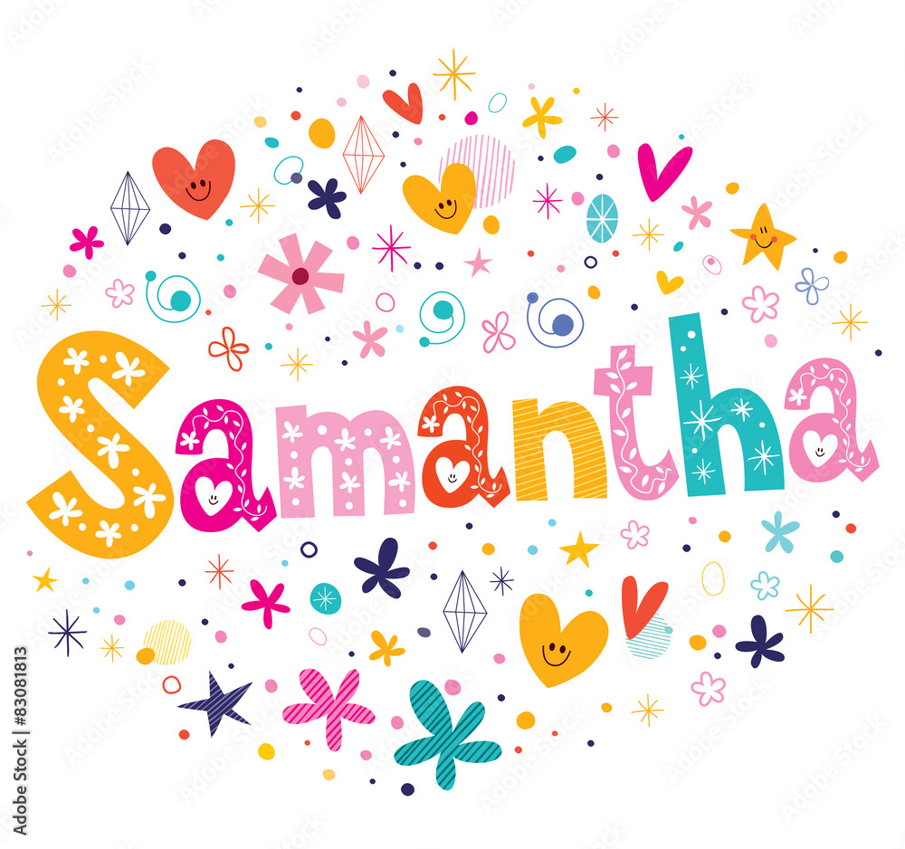 Samantha girls name decorative lettering type design Stock Vector ...