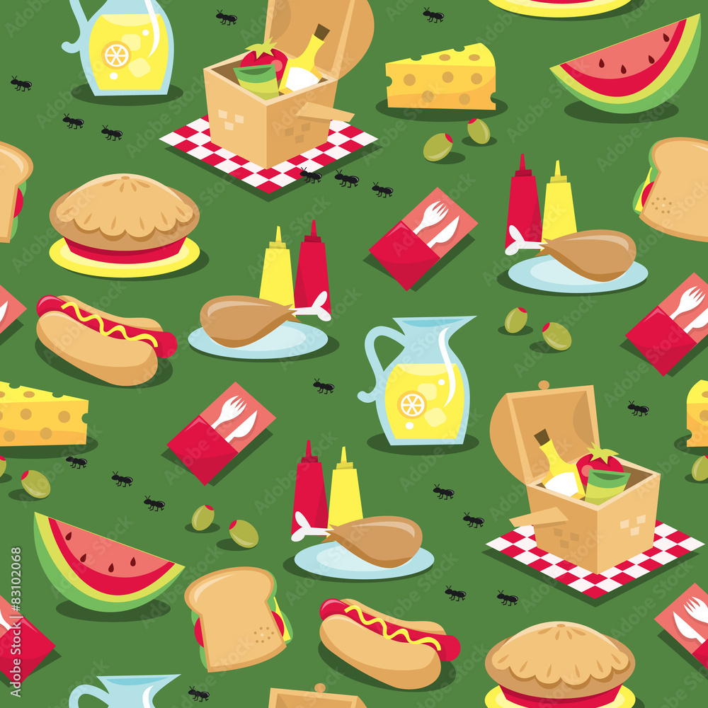 Picnic Seamless Pattern Background Stock Vector | Adobe Stock Picnic Seamless Pattern Background Stock Vector | Adobe Stock