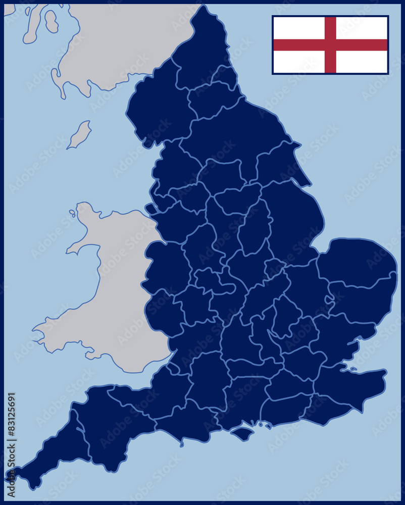 Blank Map of England Stock Vector | Adobe Stock