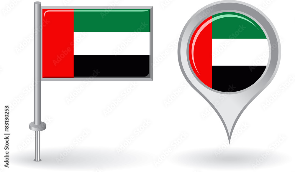 United Arab Emirates pin icon and map pointer flag. Vector Stock Vector ...