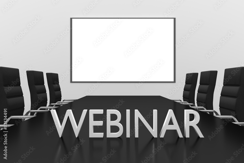 webinar logo standing on desk conference room whiteboard Stock ...