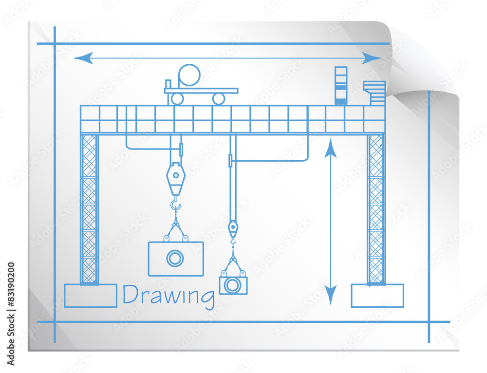 Technical Drawing Gantry Crane - Illustration Stock Vector | Adobe Stock