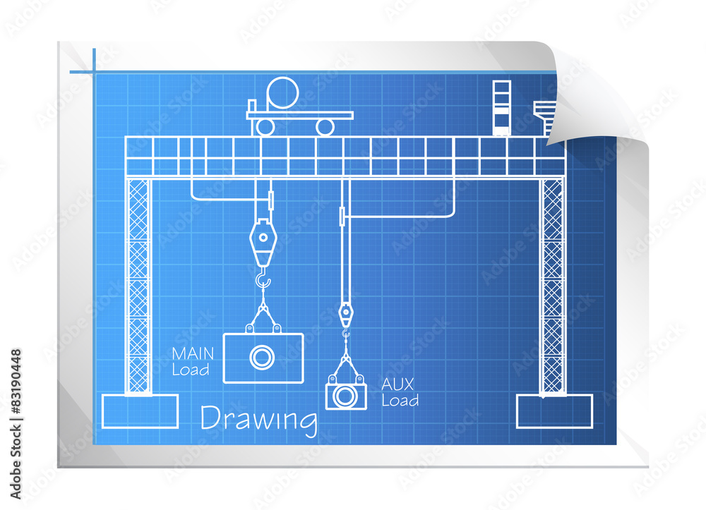 Technical Drawing Gantry Crane - Illustration Stock Vector | Adobe Stock