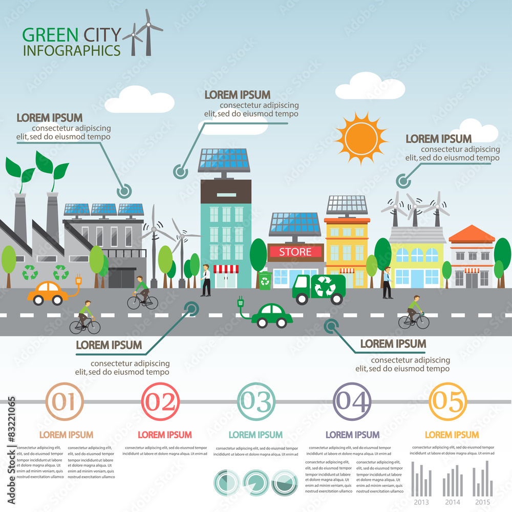 Vetor de green city infographics do Stock | Adobe Stock