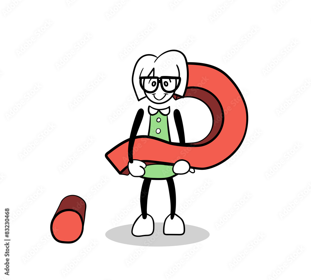 Cute cartoon showing question mark Stock Vector | Adobe Stock