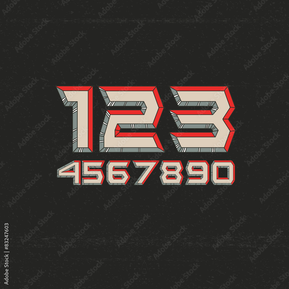 80s Retro Futuristic Numbers Stock Vector | Adobe Stock