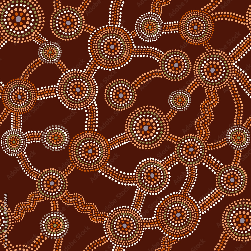 Australian aboriginal dot painting style design background Stock Vector ...