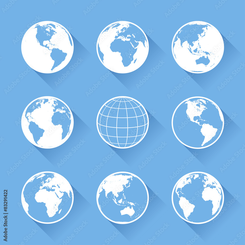 Vector World Globe icons Stock Vector | Adobe Stock