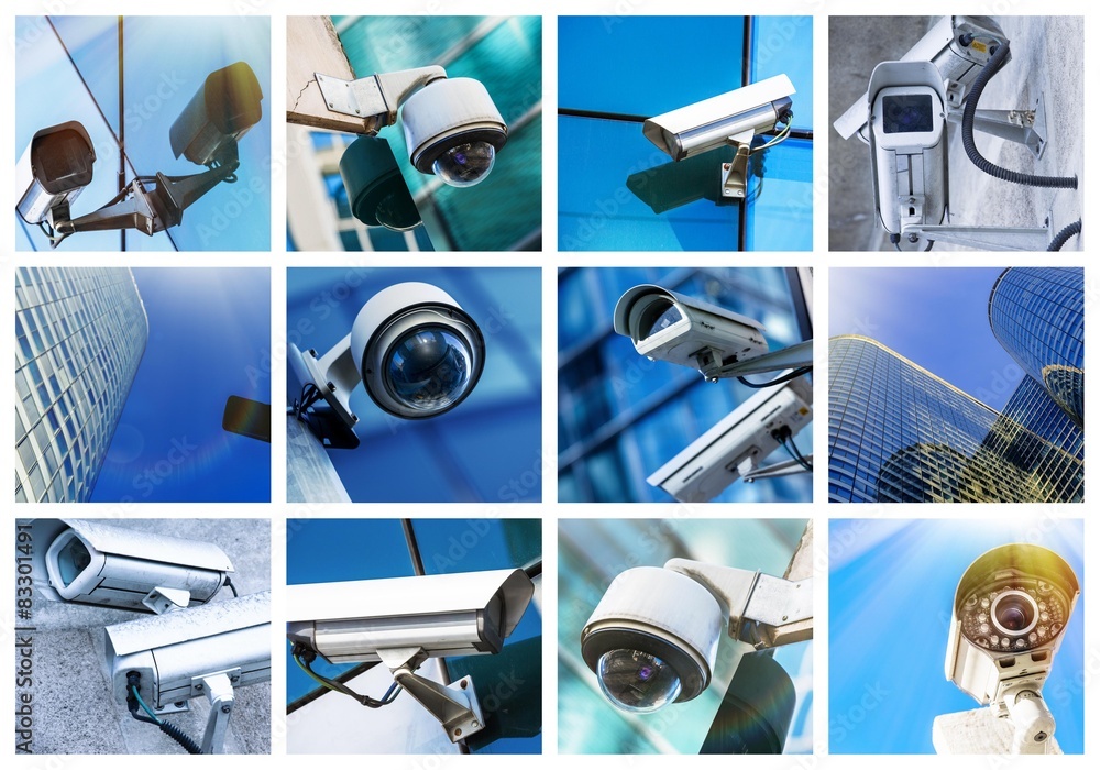 collage of security camera and urban video Stock Photo | Adobe Stock