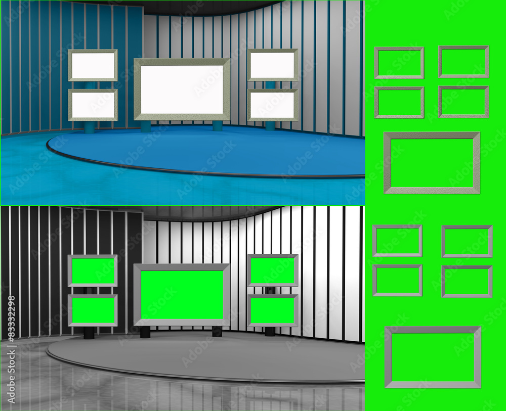 Virtual Studio with isolated screen Monitors Stock Illustration | Adobe ...