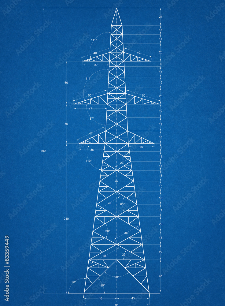 Power Transmission Tower Blueprint Stock Illustration | Adobe Stock