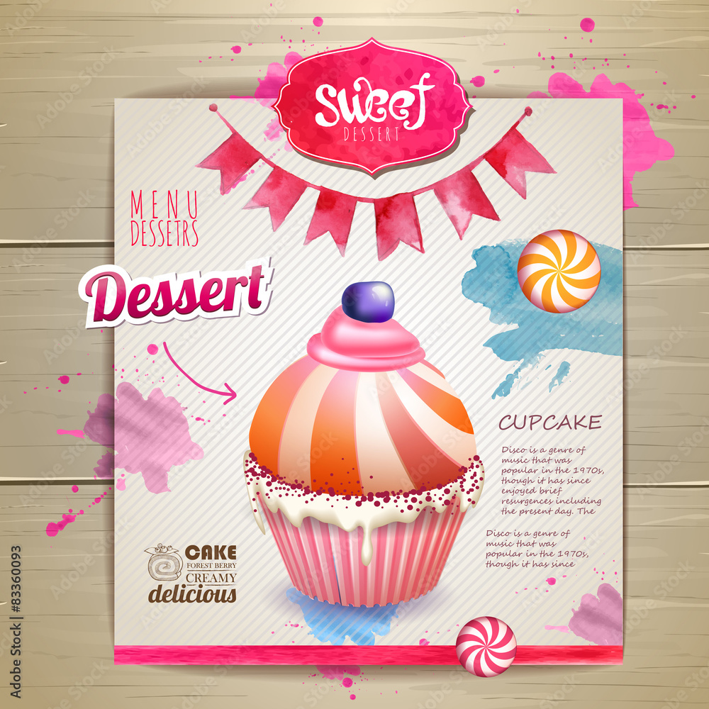 Vintage cupcake poster design Stock Vector | Adobe Stock