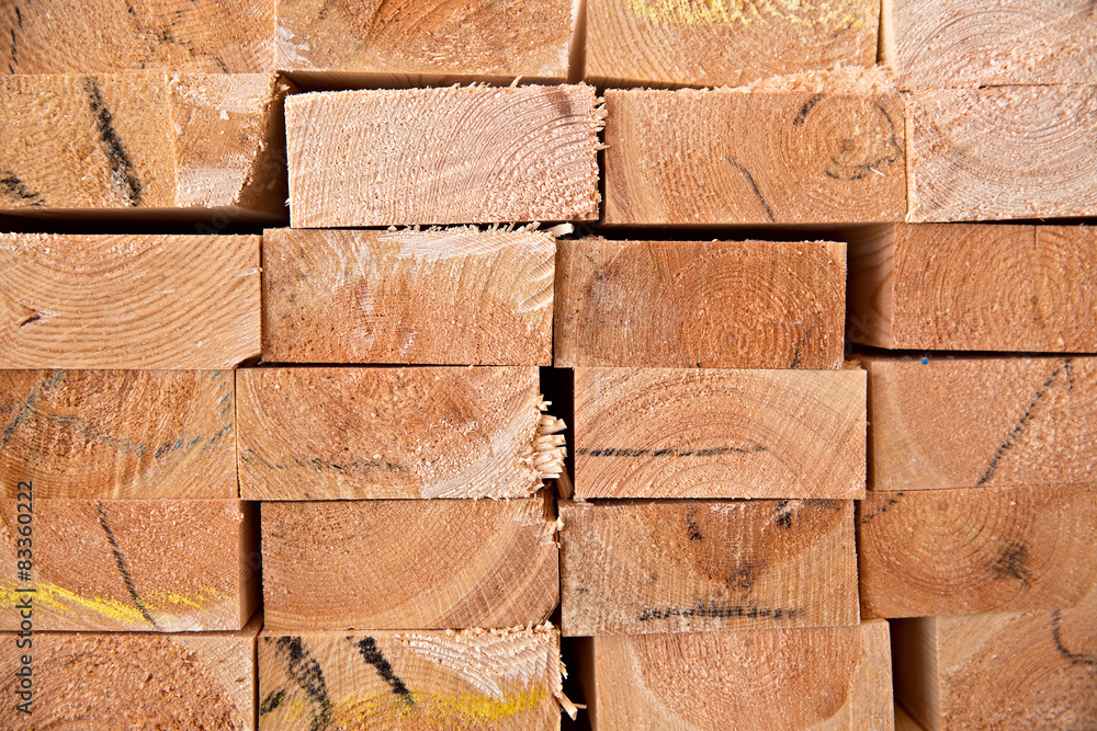Wooden timber at a sawmill Stock-Foto | Adobe Stock