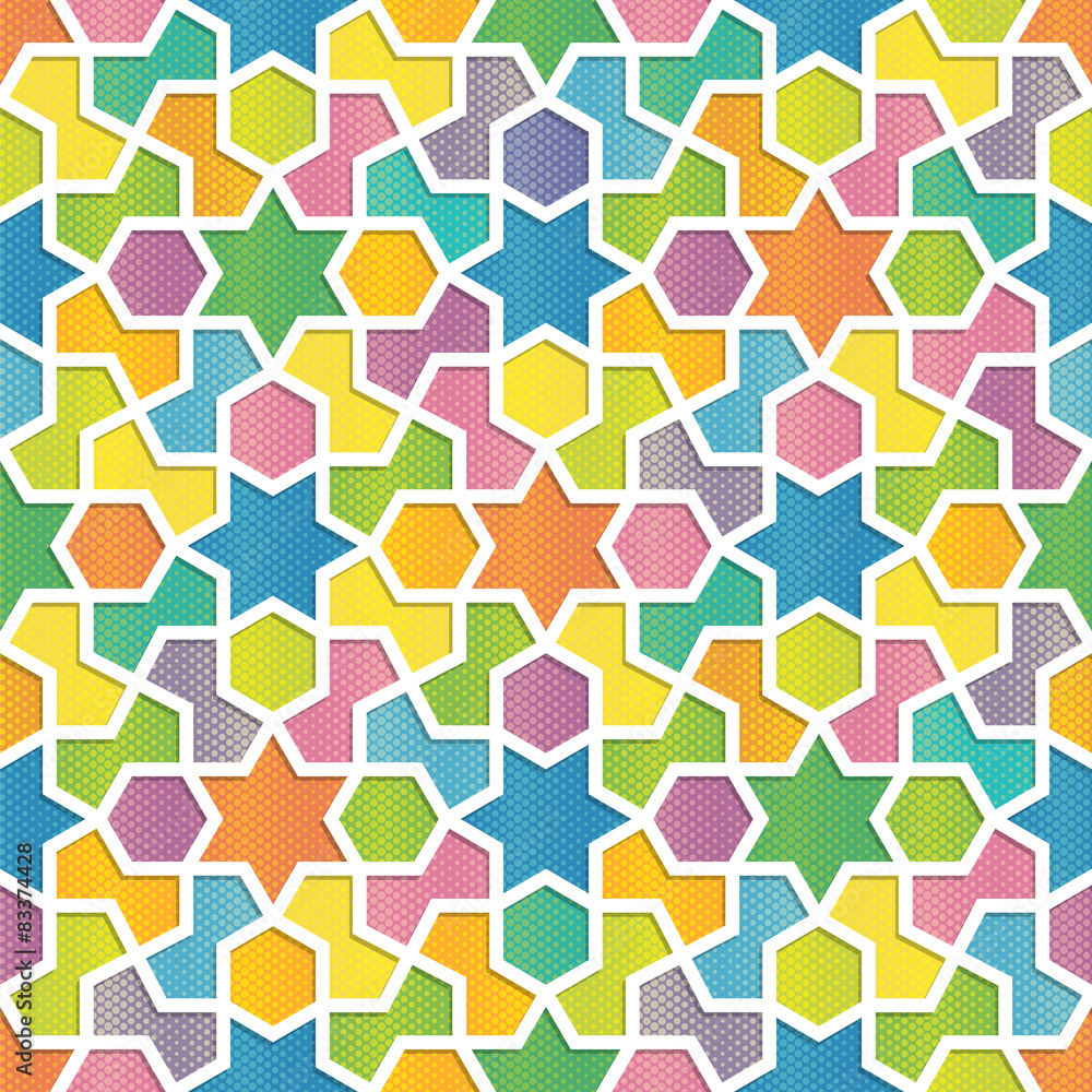 Colorful Islamic Geometric Pattern in Arabic Style Stock Vector | Adobe ...