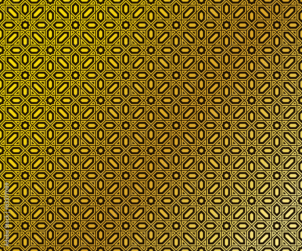 Shiny Golden Background in islamic style, Vector illustration Stock ...