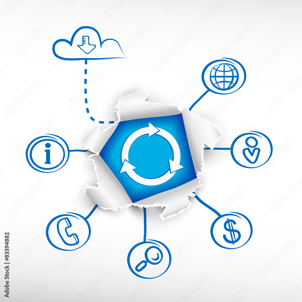 Vetor de Process circular arrow and sketch diagrams. Doodle vector ...
