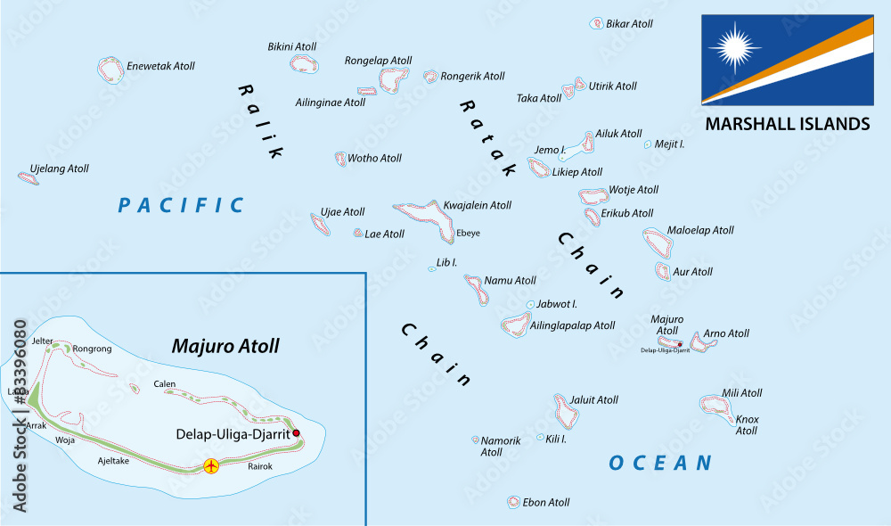 marshall islands map with flag Stock Vector | Adobe Stock