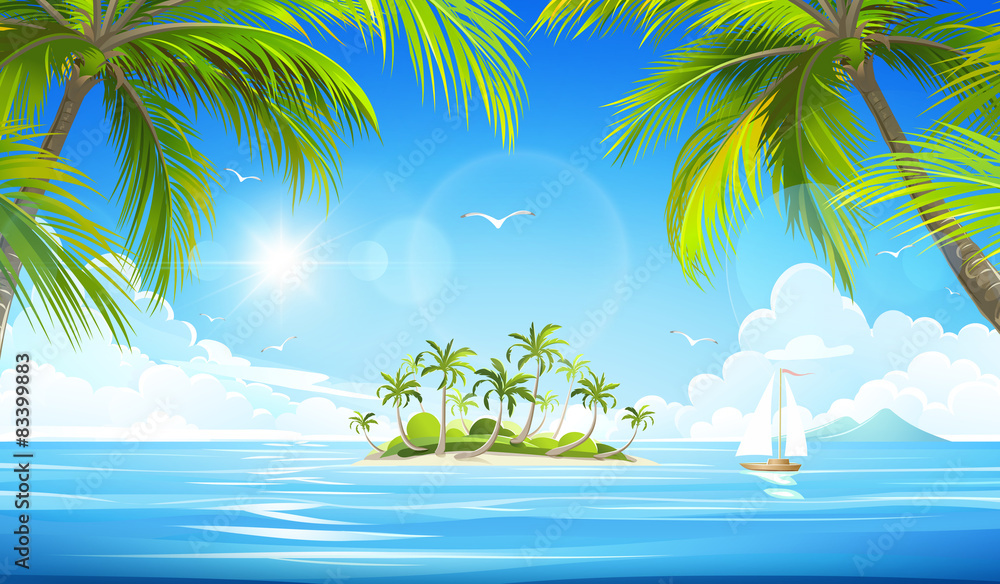 Tropical island. Vector Stock Vector | Adobe Stock