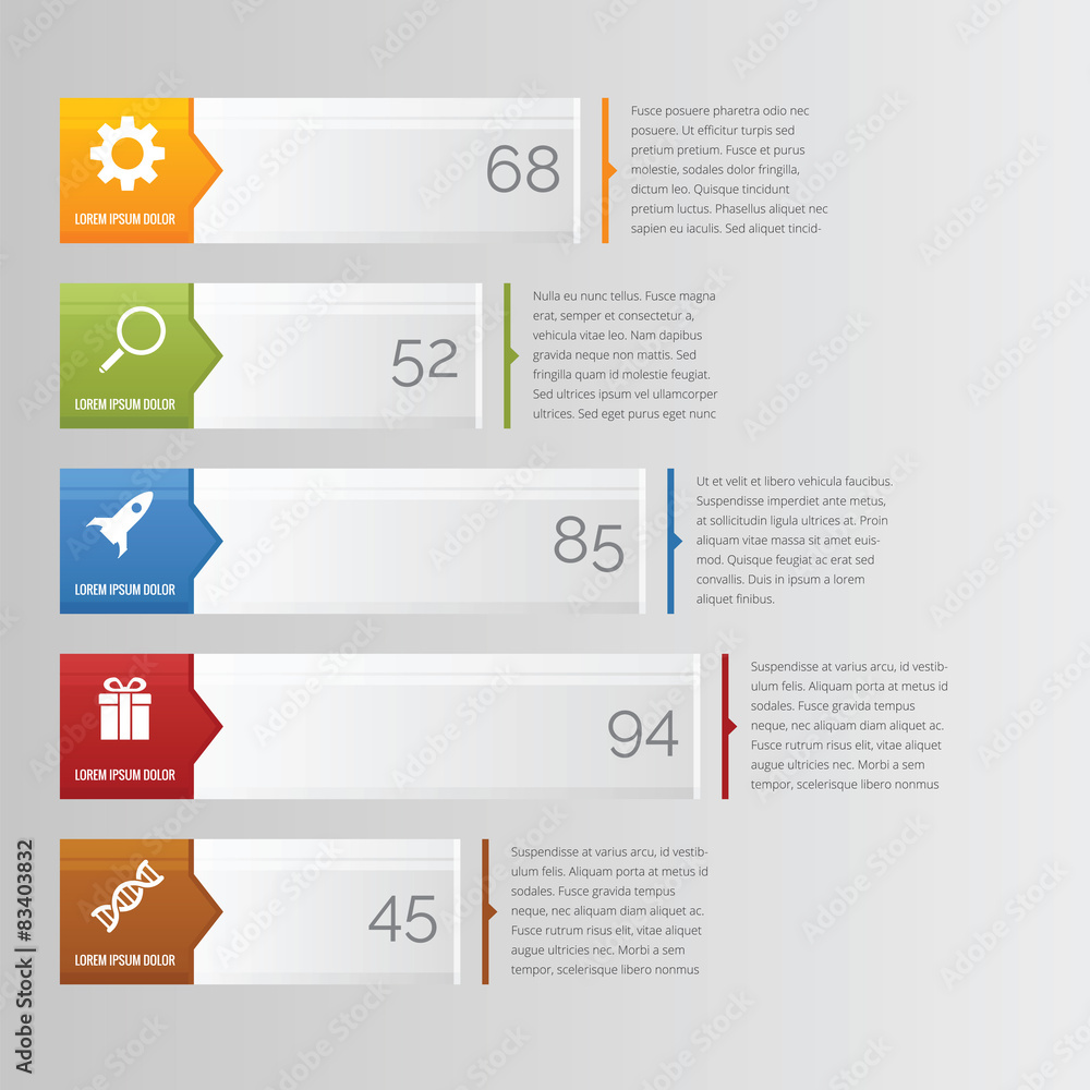 Horizontal bar chart infographic with arrow and icon Stock Vector ...