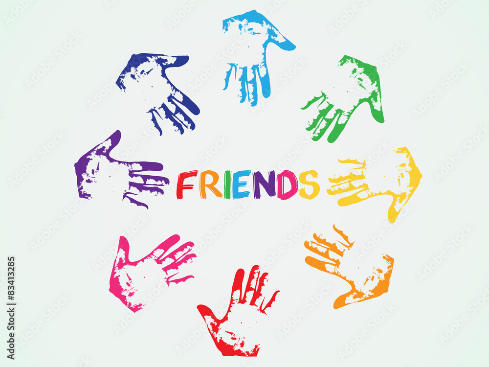 Circle of color hands with word friend Stock Vector | Adobe Stock