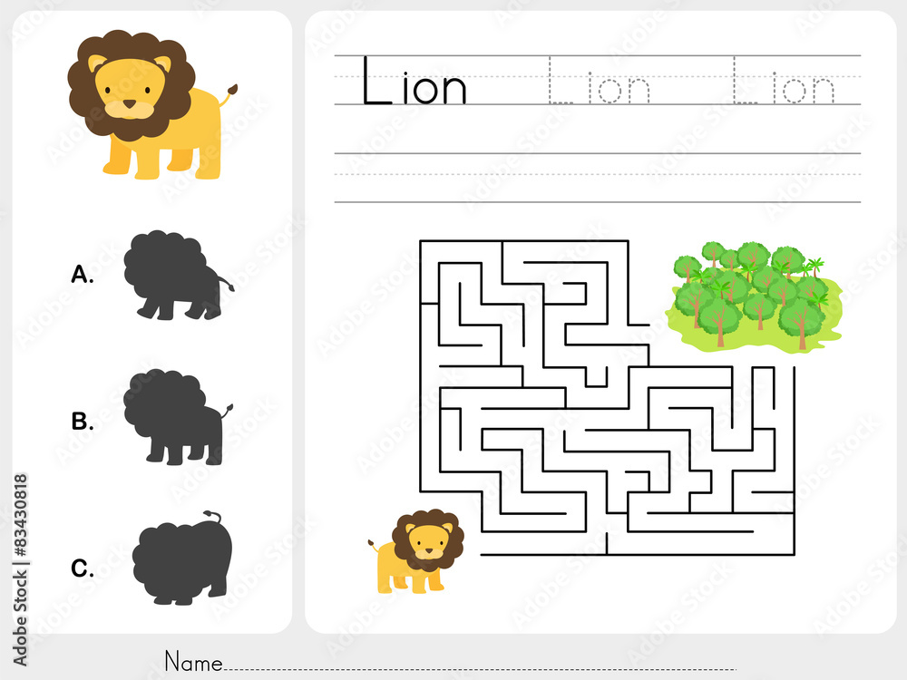 Maze game - Worksheet for education Stock Vector | Adobe Stock