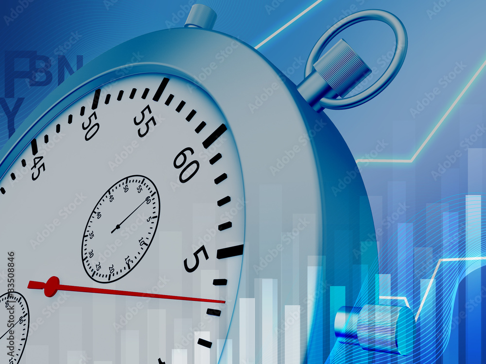 Conceptual illustration of a stopwatch and graphs Stock Illustration ...