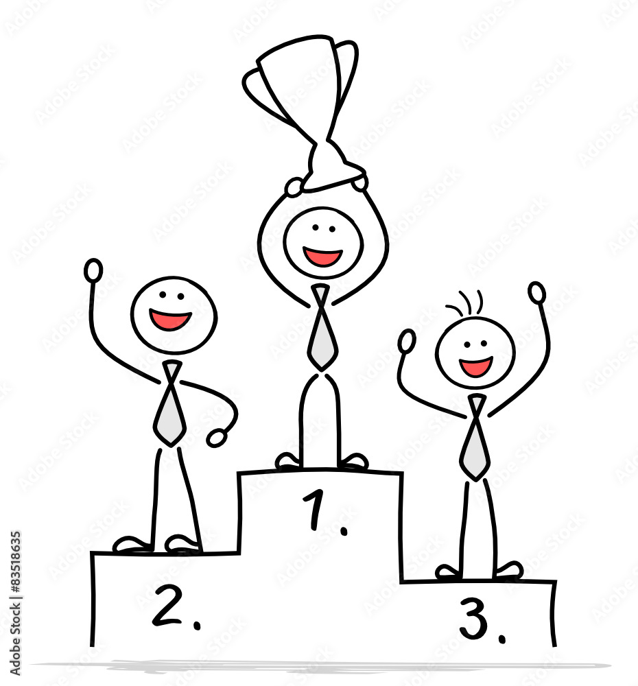 Strichmännchen Siegertreppchen Stock-Vektorgrafik | Adobe Stock