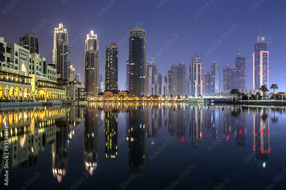 United Arab Emirates, Dubai, Cityscape with Burj Khalifa building at ...
