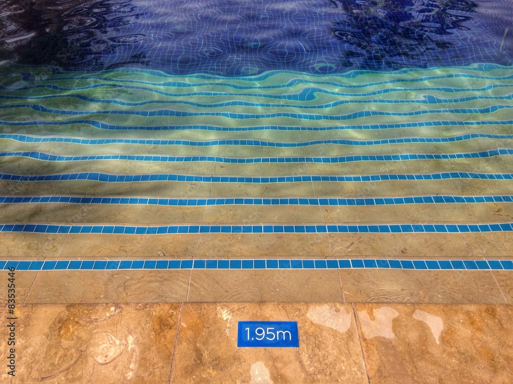 Overhead view of Steps into the deep end of a swimming pool Stock Photo ...