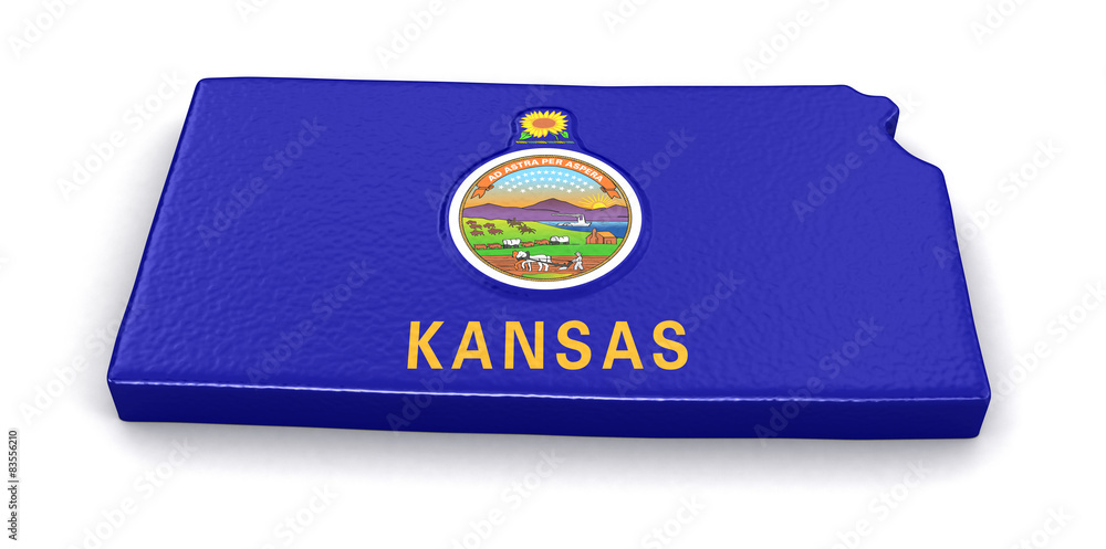 Map of Kansas state with flag. Image with clipping path. Stock ...