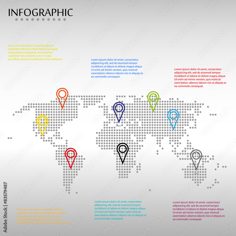 world map with search icons Stock Vector | Adobe Stock