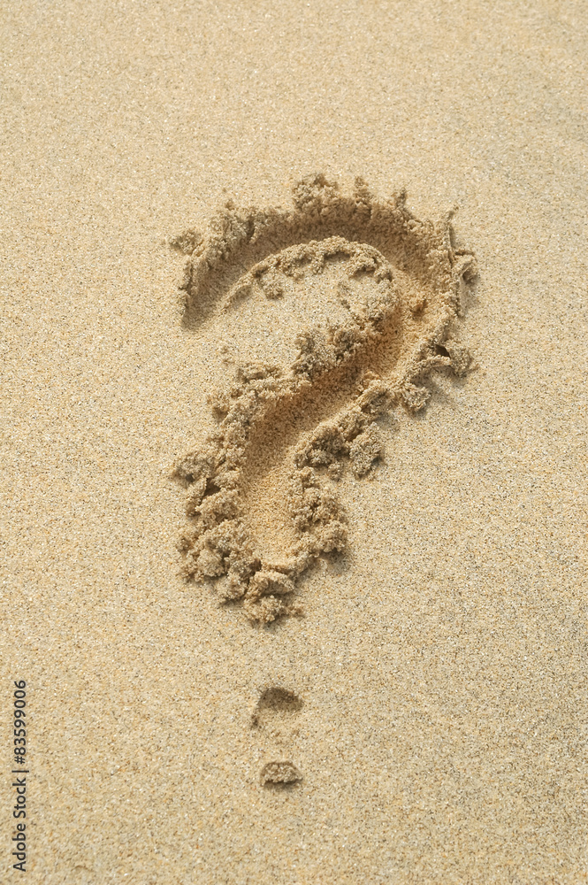 question mark written in sand Stock Photo | Adobe Stock