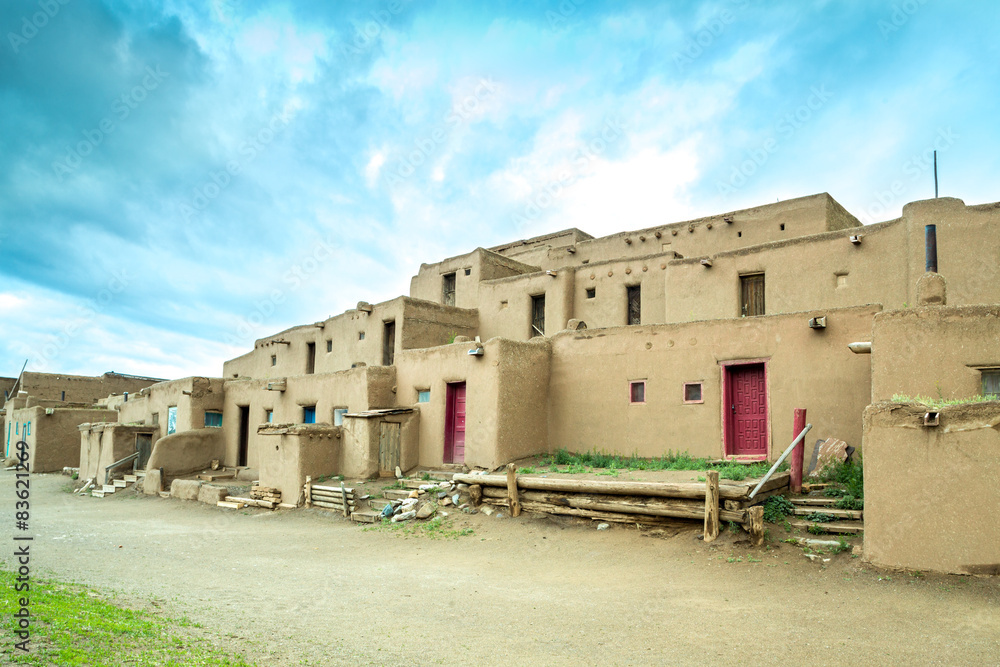 Taos Pueblo - adobe settlemenets of native Americans. Stock Photo ...