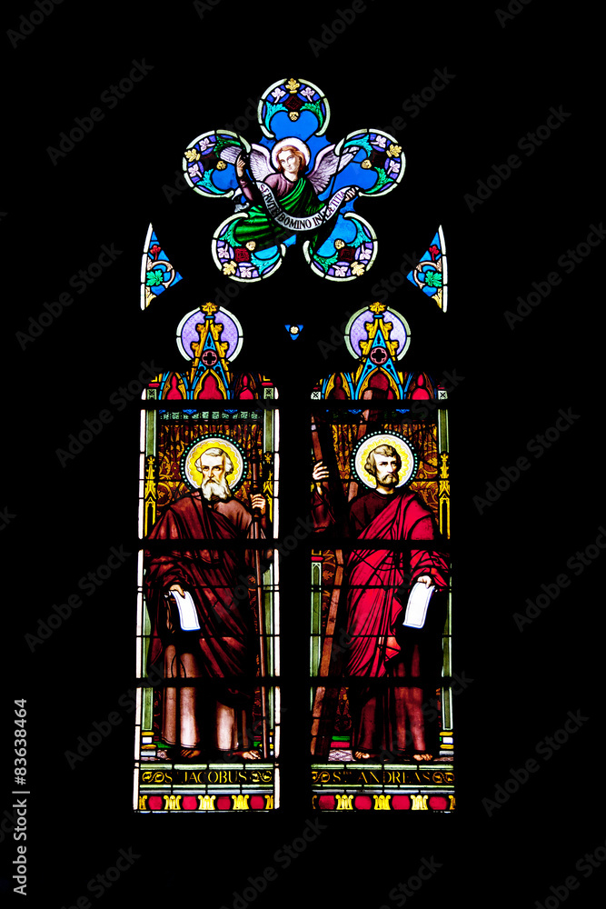 Vitraux de l'église Saint-Idunet, Chateaulin, Finistère Stock Photo ...