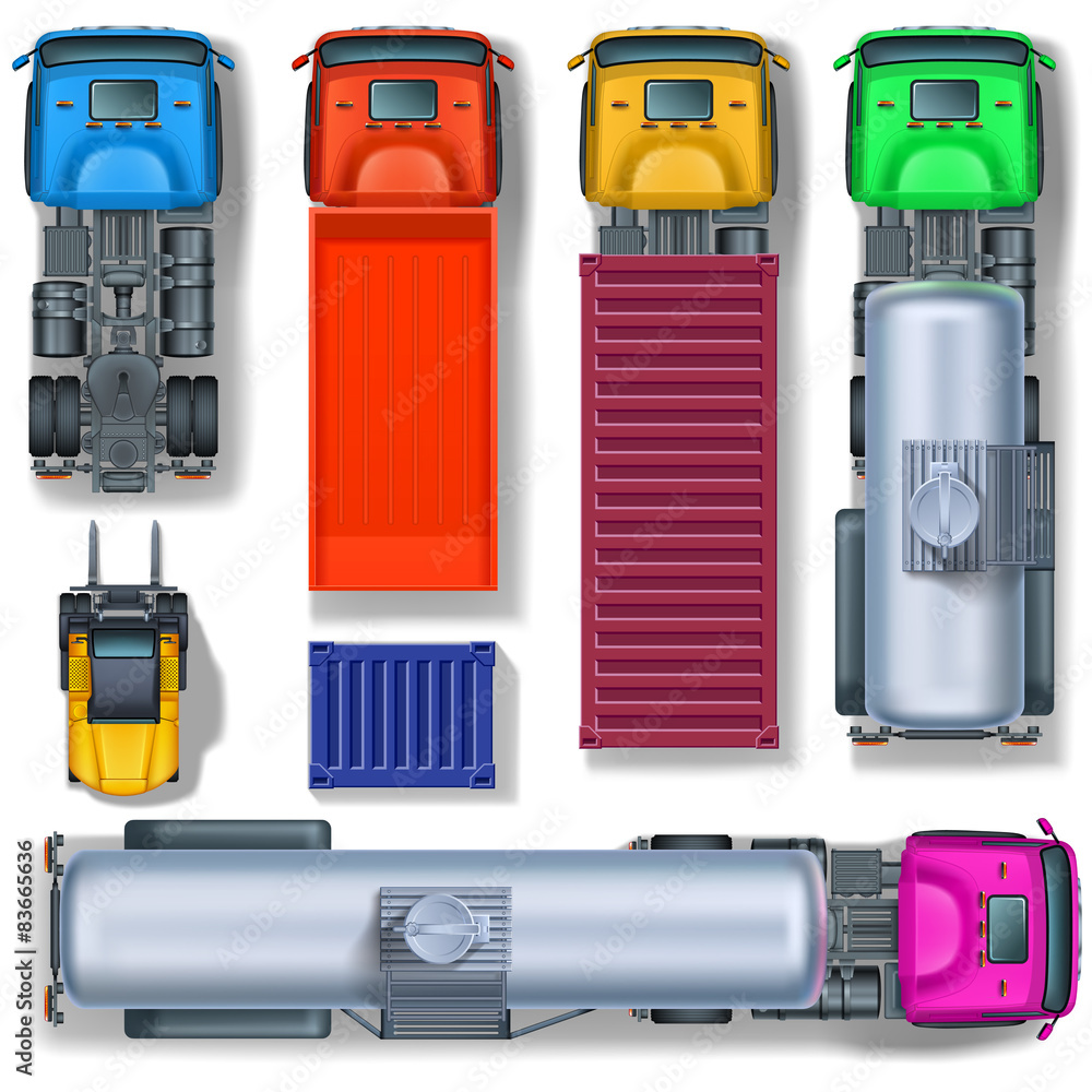Trucks collection top view Stock Vector | Adobe Stock