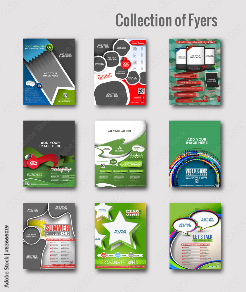 Set of Flyer & Poster Design in A4 Size Template. Stock Vector | Adobe ...