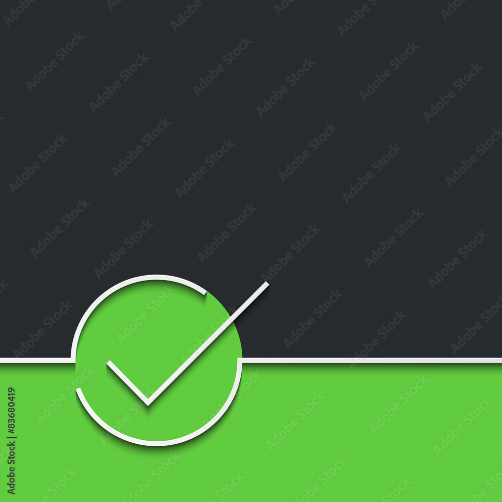 Vector modern green check mark on black Stock Vector | Adobe Stock