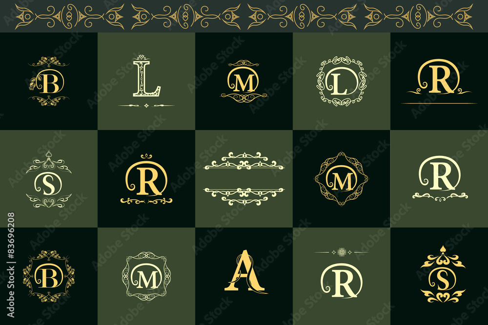 Monogram design elements, graceful template. Elegant line art Stock ...