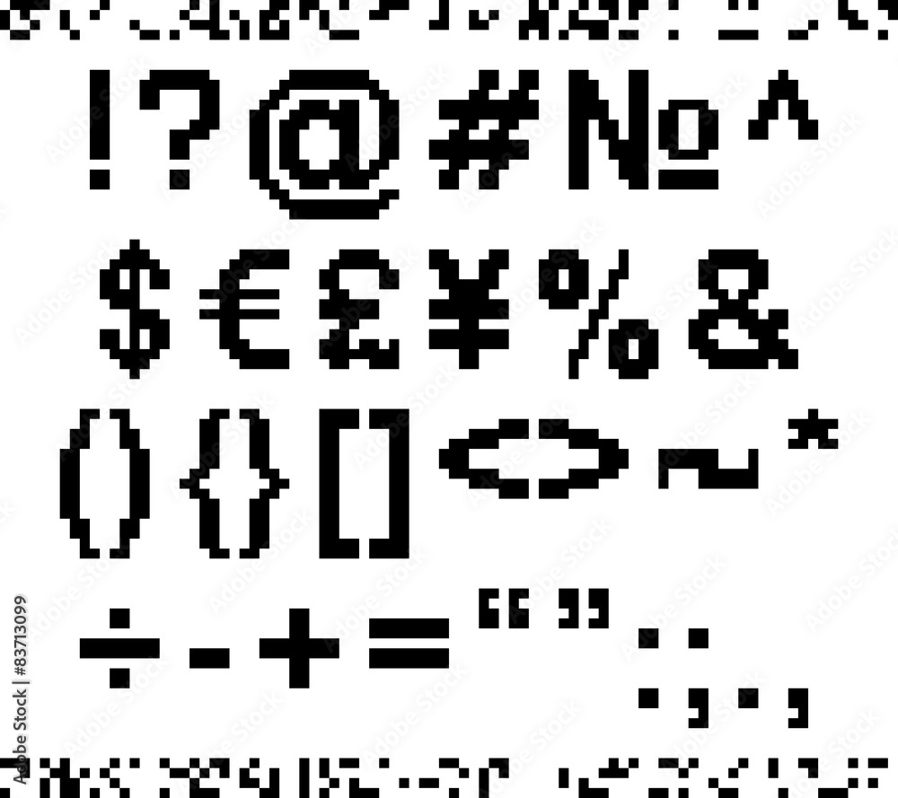 Set of some pixel font symbols Stock Vector | Adobe Stock