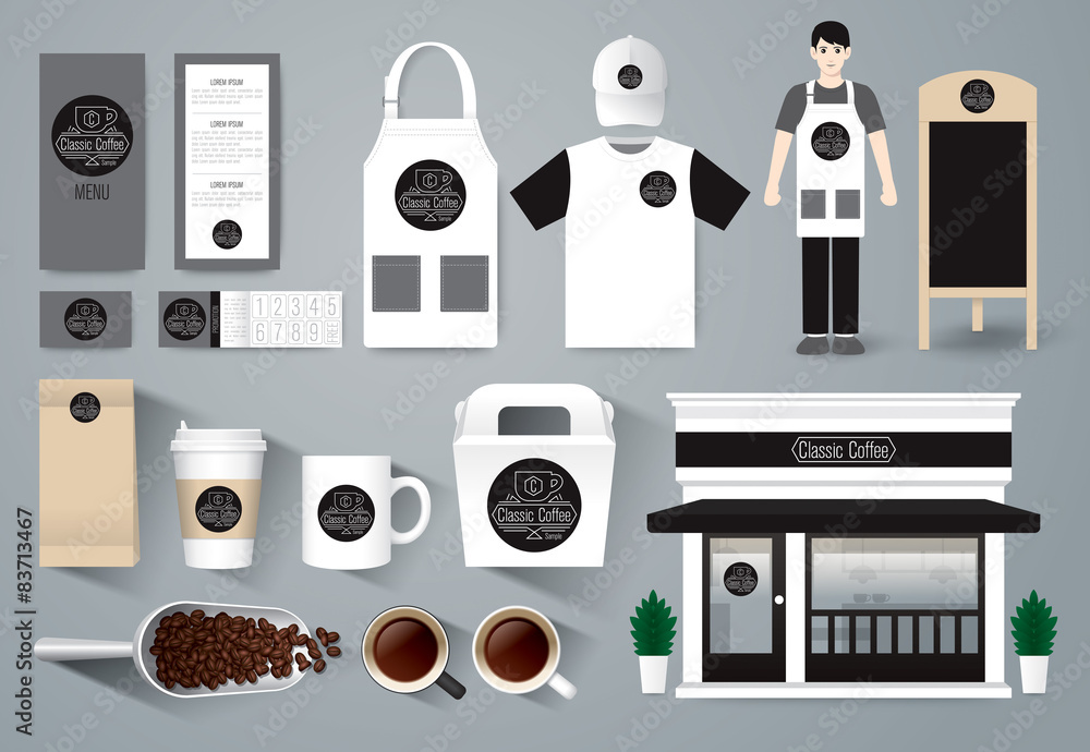 Vector restaurant cafe design set, shop design. Stock Vector | Adobe Stock