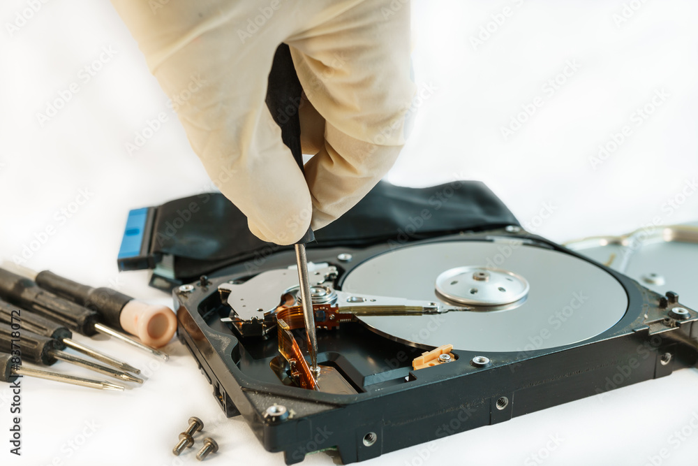 screw hard disk drive to repair for recovery information Stock Photo ...