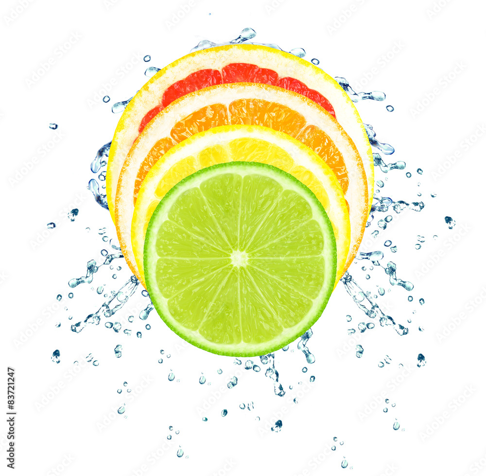 citrus splash isolated on white background Stock-Foto | Adobe Stock