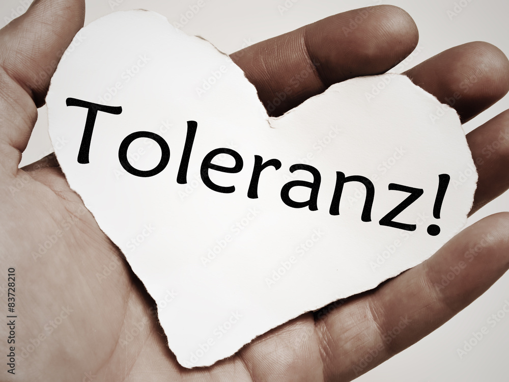 Papierherz - Toleranz! Stock-Foto | Adobe Stock